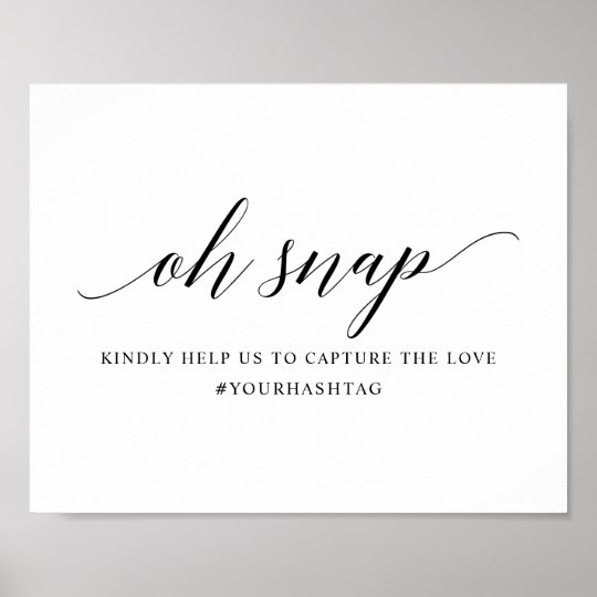 Black Elegant Typography Wedding hashtag Sign | Zazzle.com