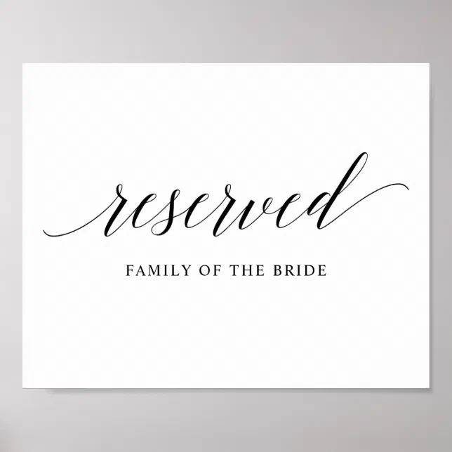 Black Elegant Typography Wedding "RESERVED" Sign | Zazzle