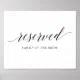 Black Elegant Typography Wedding "RESERVED" Sign | Zazzle