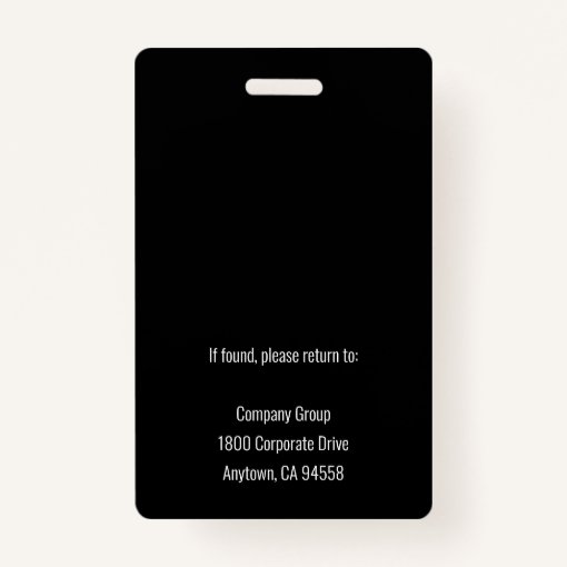 Black | Employee Photo ID Company Security Badge | Zazzle