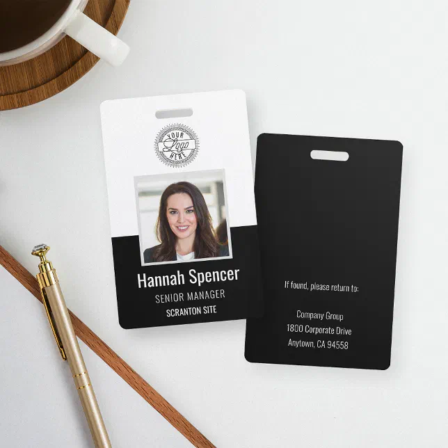 Black | Employee Photo ID Company Security Badge | Zazzle