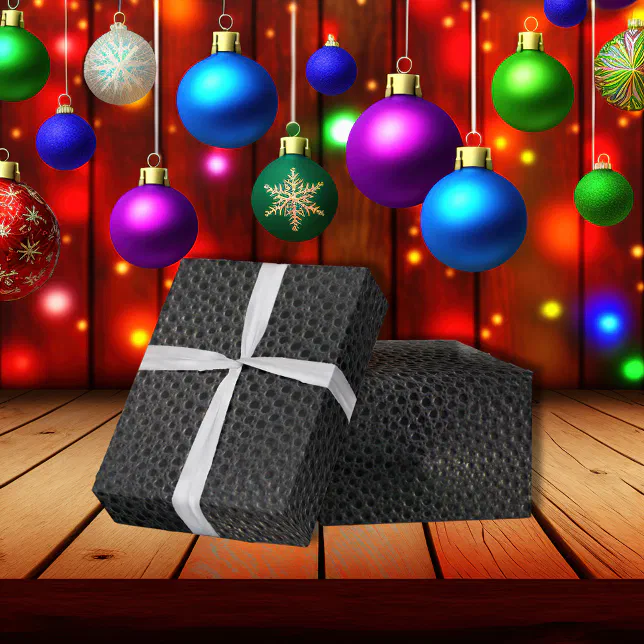 Black Emu Skin Look-Like Leather Wrapping Paper | Zazzle