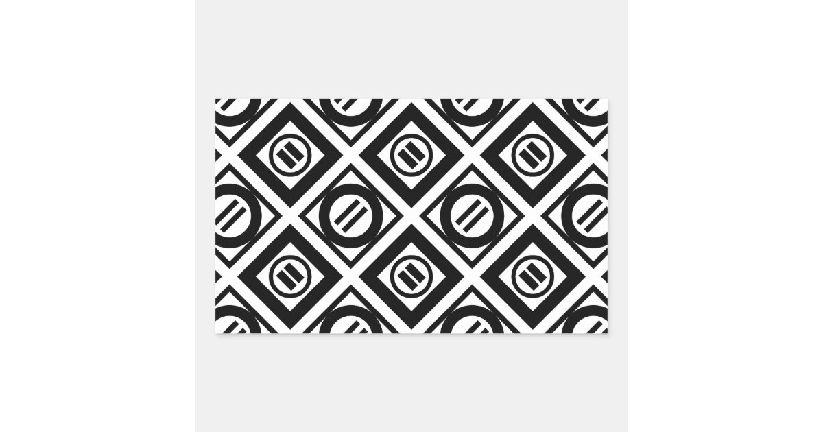 Black Equal Sign Geometric Pattern on White Rectangular Sticker | Zazzle