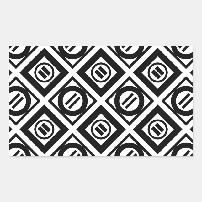 Black Equal Sign Geometric Pattern on White Rectangular Sticker | Zazzle