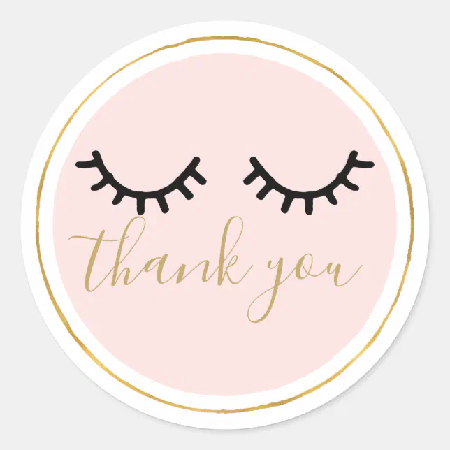Black Eyelashes Thank you Classic Round Sticker | Zazzle