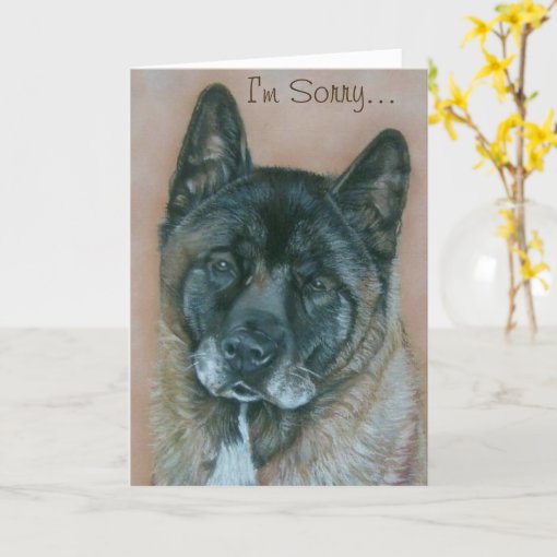 black faced Japanese akita dog saying sorry Card | Zazzle