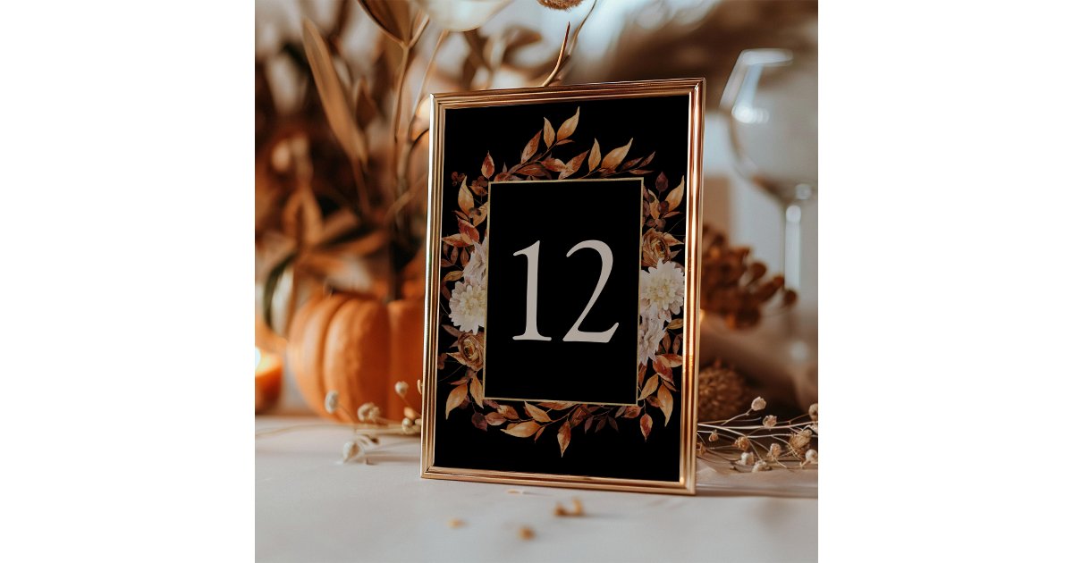 Black Fall Table Number | Zazzle