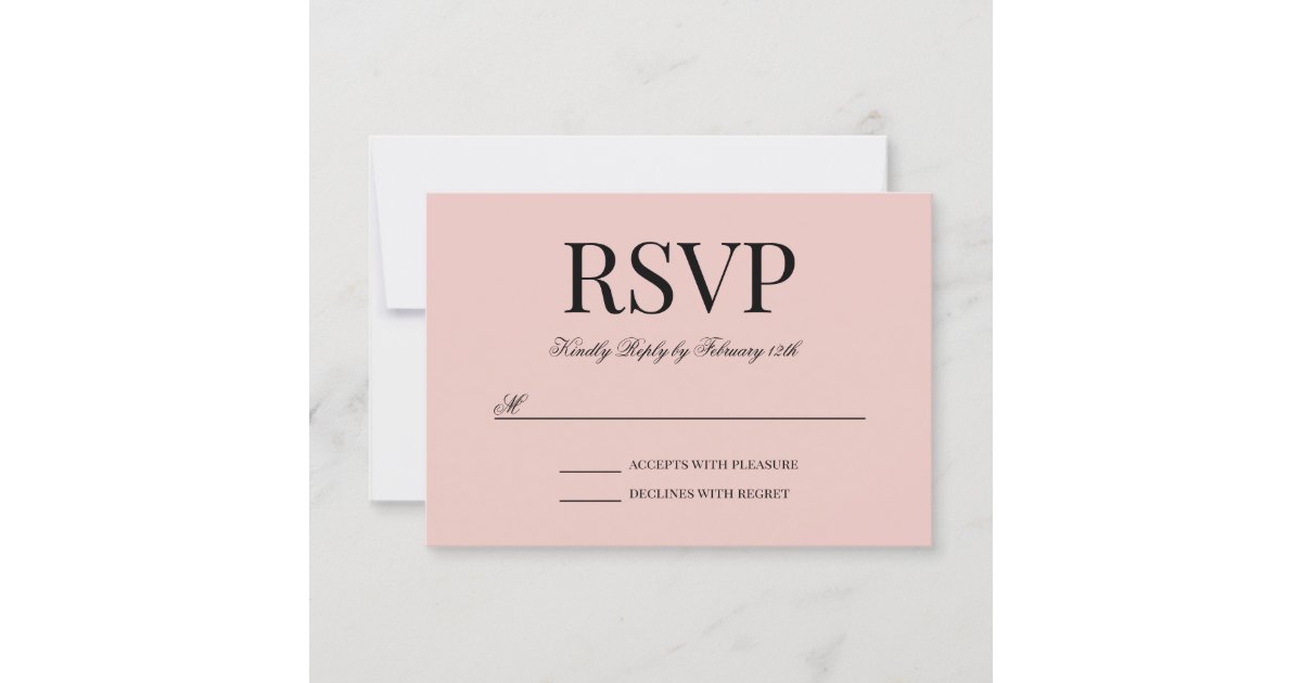 Black Fancy Script Calligraphy and Blush RSVP Card | Zazzle