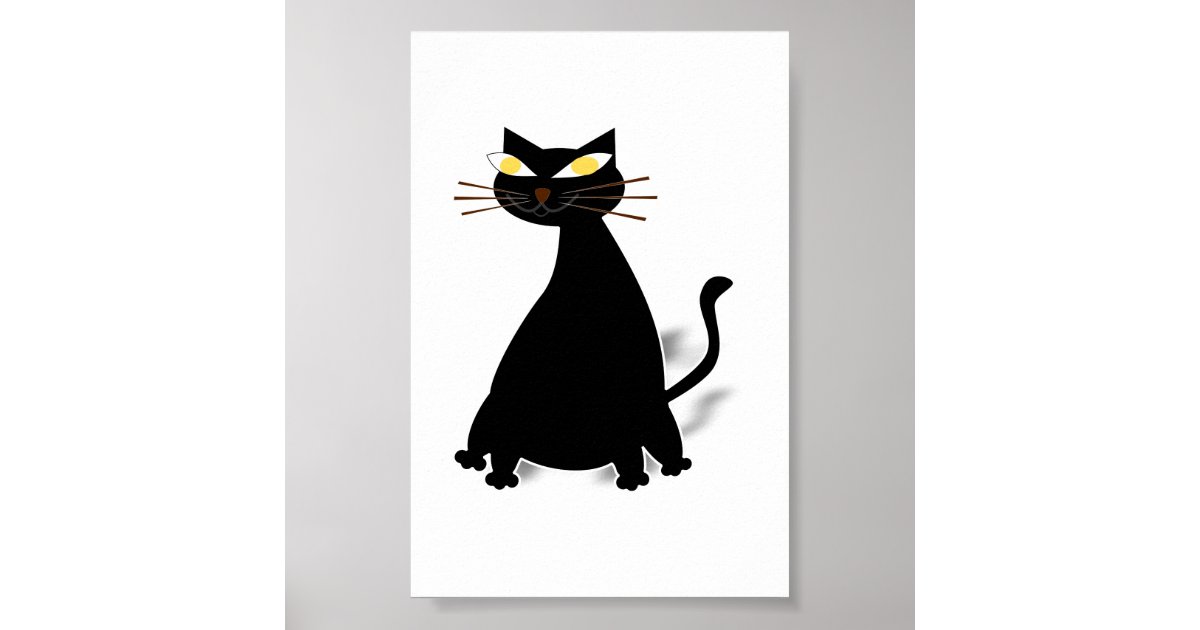 Black Fat Cat Poster | Zazzle