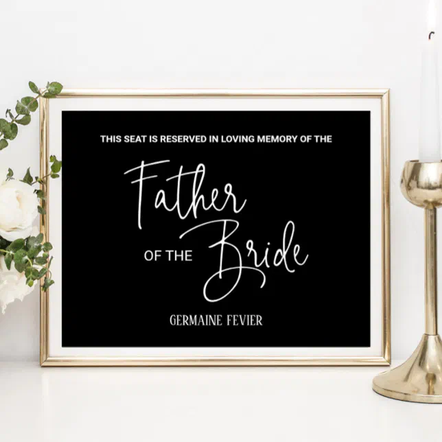 Black Father of the Bride Memorial Chair Wedding Poster | Zazzle