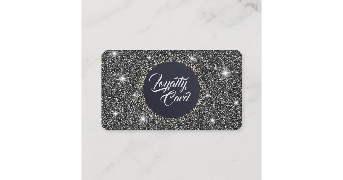 Black Faux Glitter Shimmer Texture Loyalty Card | Zazzle