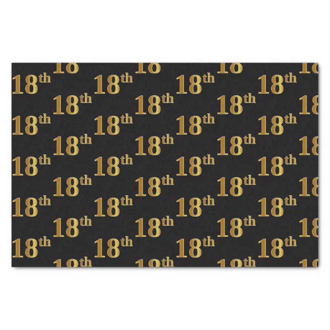 Black, Faux Gold 18th (Eighteenth) Event Tissue Paper | Zazzle