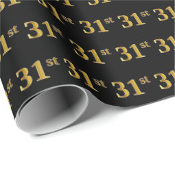 Black, Faux Gold 31st (Thirty-First) Event Wrapping Paper | Zazzle