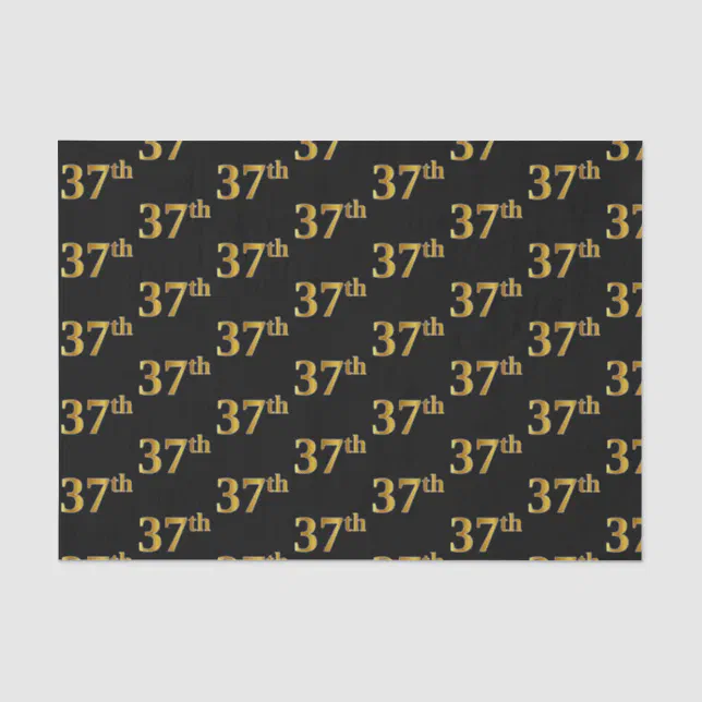 Black, Faux Gold 37th (Thirty-Seventh) Event Tissue Paper | Zazzle