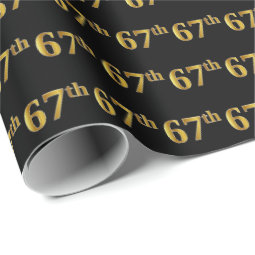 Black, Faux Gold 67th (Sixty-Seventh) Event Wrapping Paper | Zazzle