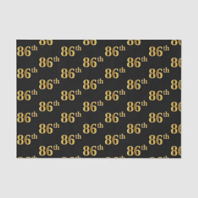 Black, Faux Gold 86th (Eighty-Sixth) Event Tissue Paper | Zazzle