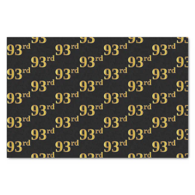 Black, Faux Gold 93rd (Ninety-Third) Event Tissue Paper | Zazzle