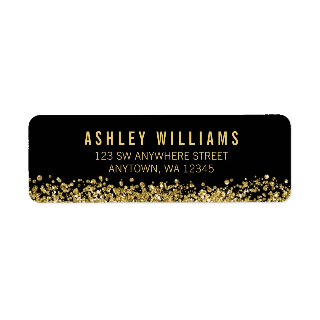 Black Faux Gold Glitter Label | Zazzle