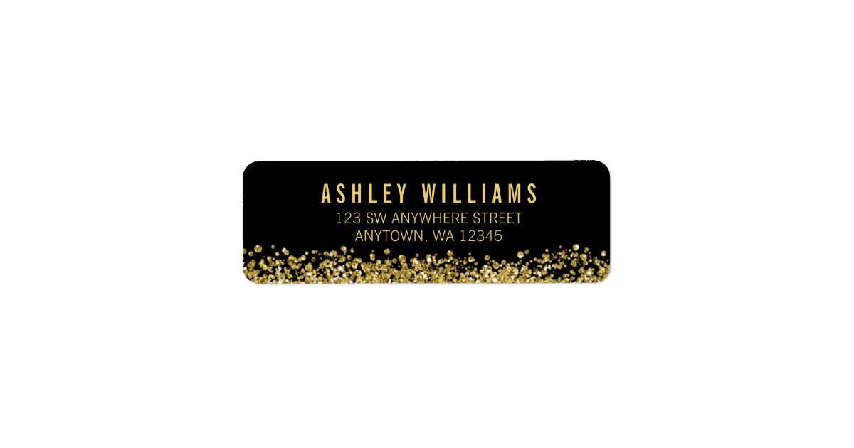 Black Faux Gold Glitter Label | Zazzle