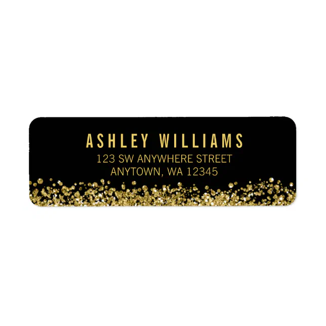 Black Faux Gold Glitter Label | Zazzle