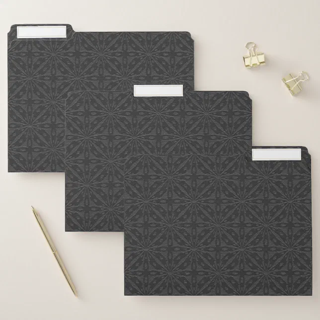 Black Faux Leather Embossed Geometric Pattern File Folder | Zazzle