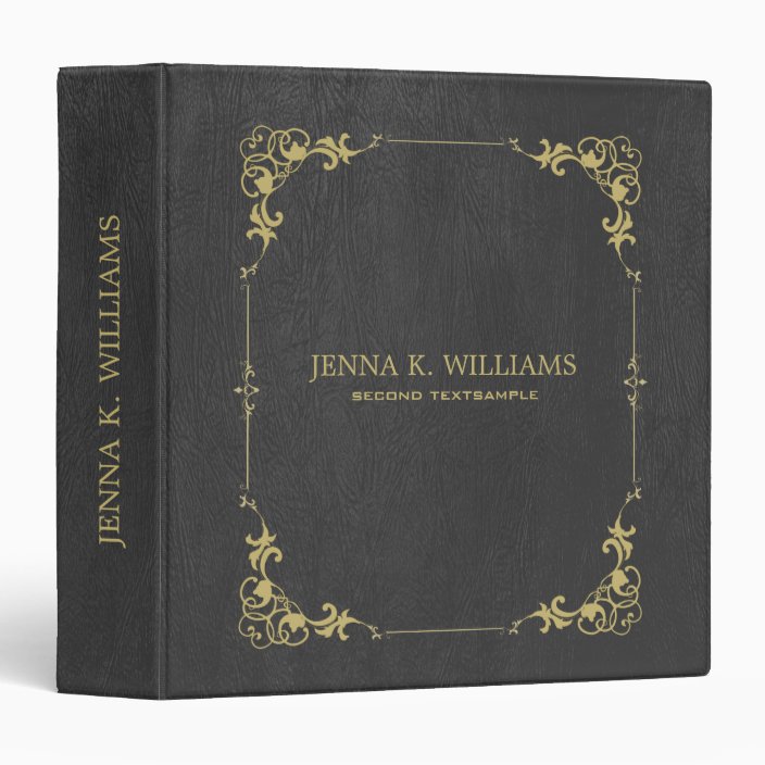 Black faux leather texture 3 ring binder | Zazzle.com
