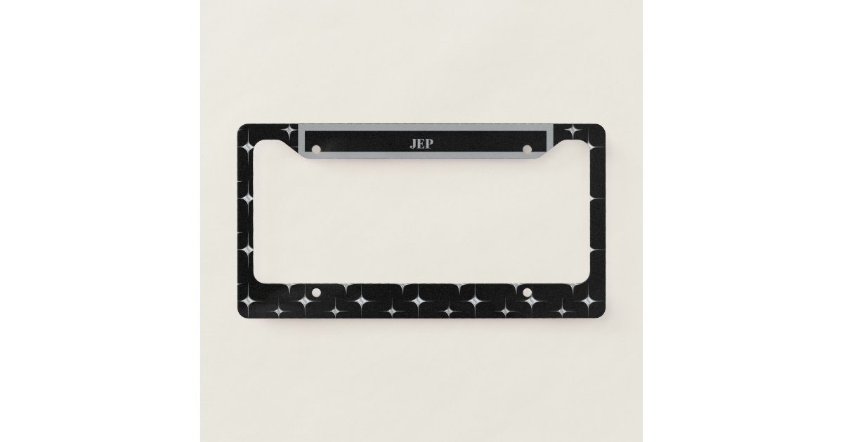 Black Faux Silver Diamond Design Custom Initials License Plate Frame ...