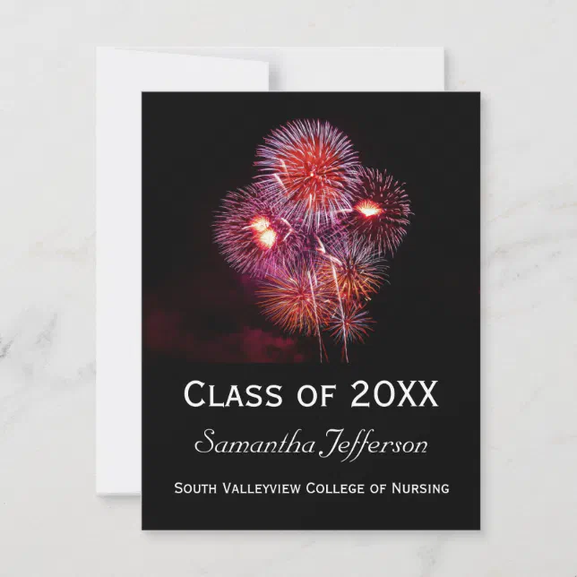 Black Fireworks Graduation Announcement | Zazzle