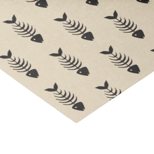 Black Fish Bones Skeletons Print Tissue Paper | Zazzle