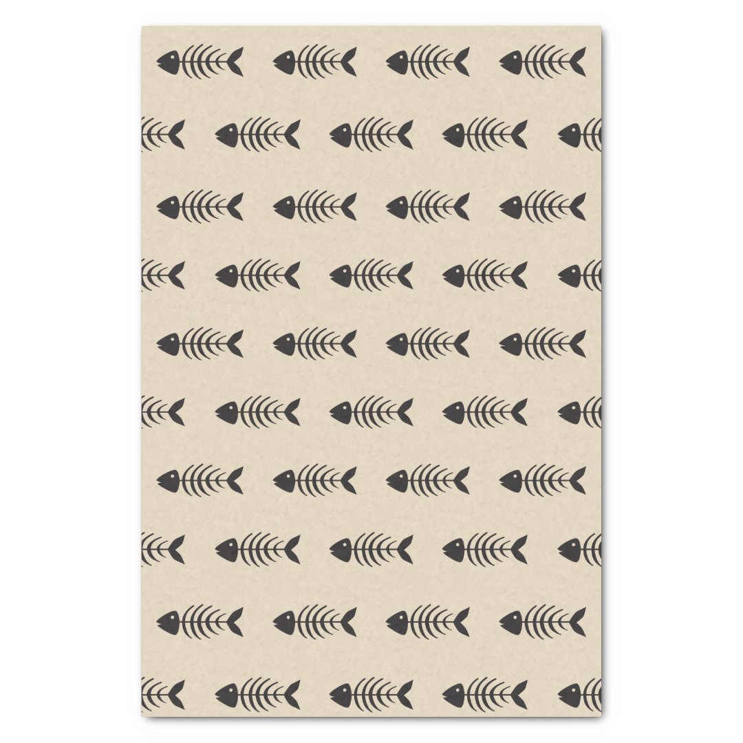 Black Fish Bones Skeletons Print Tissue Paper | Zazzle
