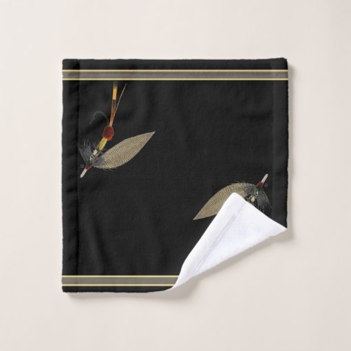 Black Fishermen's Fly fishing and Trout Bath Towel Set | Zazzle