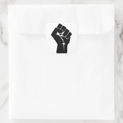 Black Fist Raised - Resistance Protest Square Sticker | Zazzle