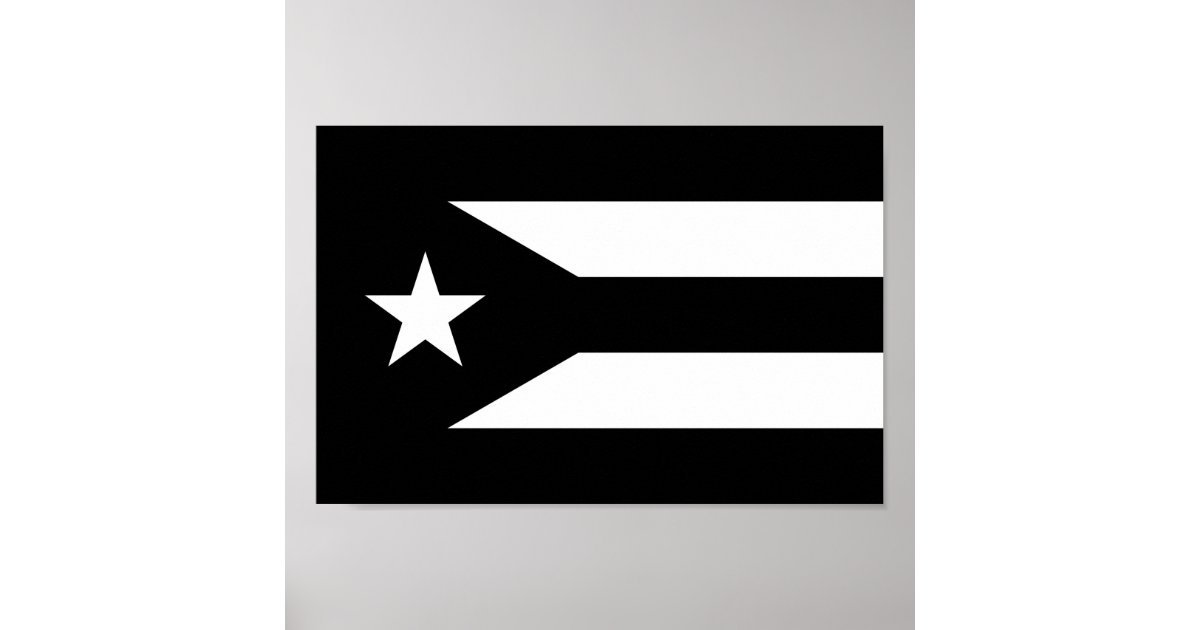 Black flag of Puerto Rico Poster | Zazzle