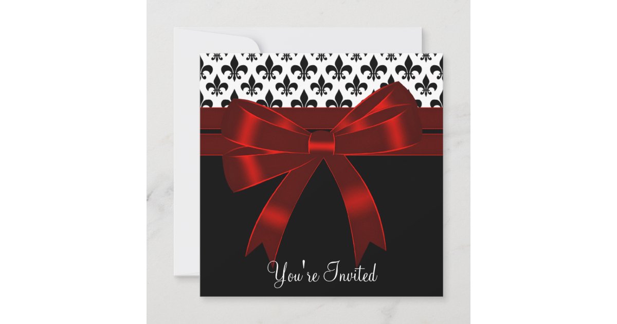 Black Fleur De Lis Party Invitation | Zazzle