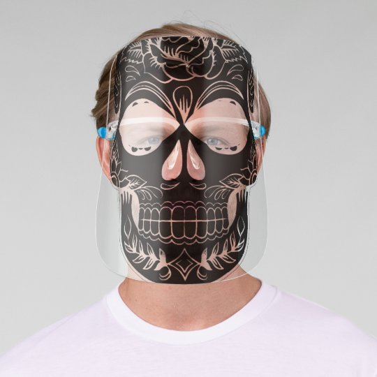 Black Floral Skull Face Shield | Zazzle.com