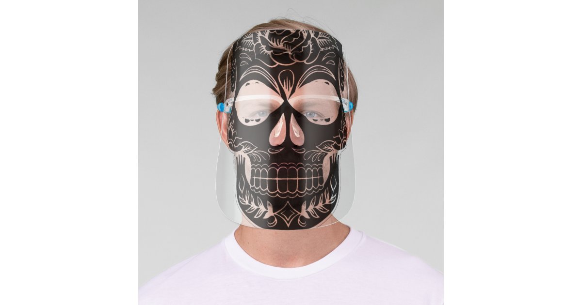 Black Floral Skull Face Shield | Zazzle