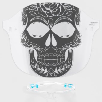 Black Floral Skull Face Shield | Zazzle