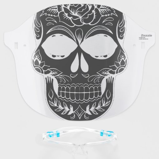 Black Floral Skull Face Shield | Zazzle