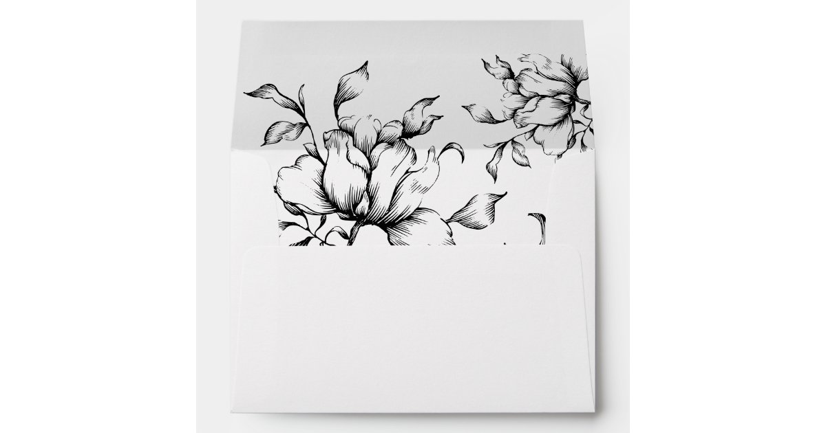 Black Floral Wedding Invitation Envelope | Zazzle