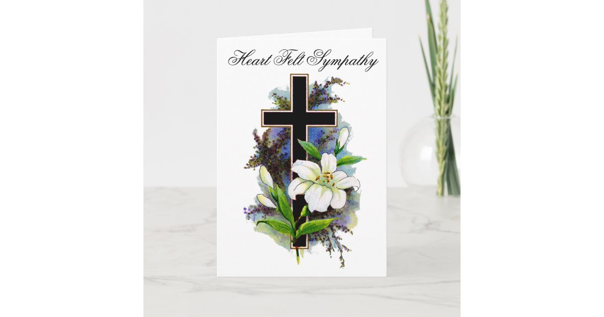 Black Flower Cross Sympathy Card 12 | Zazzle