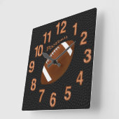 Black Football Clock with Football, Copper Numbers | Zazzle