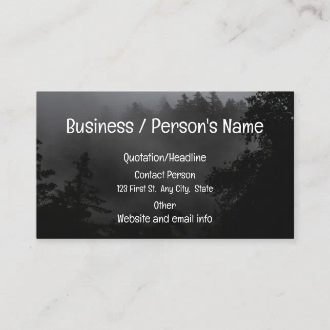 Black Forest Trees Night Scenery Custom Business Card | Zazzle