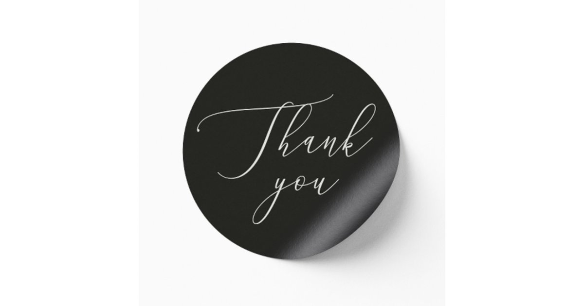 Black Formal Wedding Thank You | Elegant Script Classic Round Sticker ...