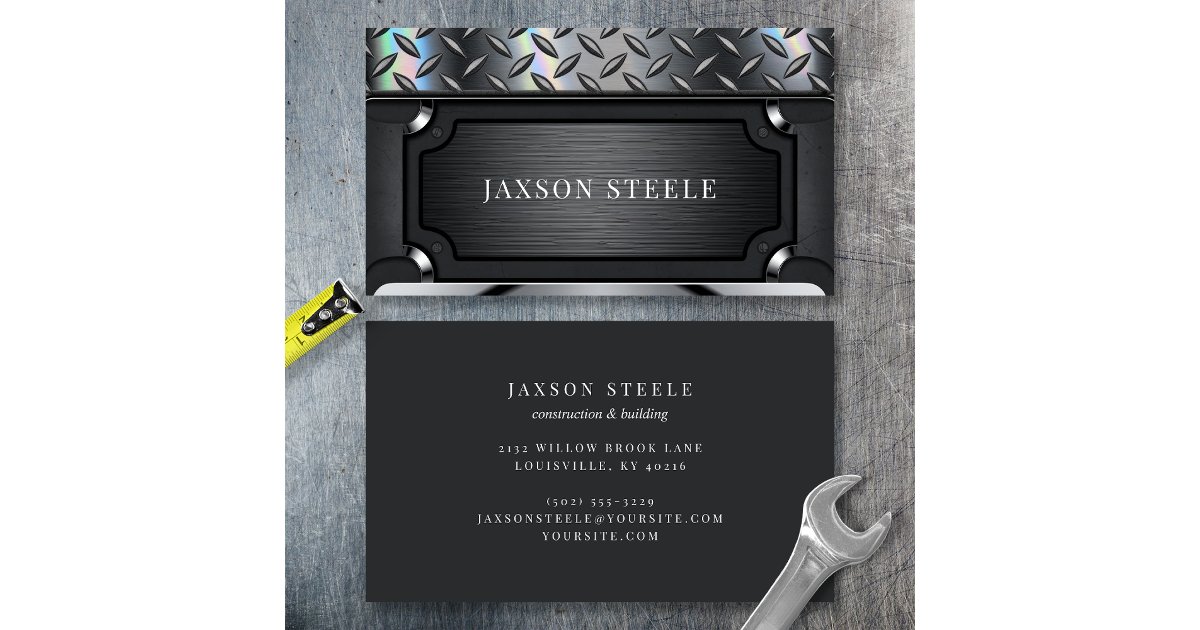 Black Frame Diamond Plate Business Card | Zazzle