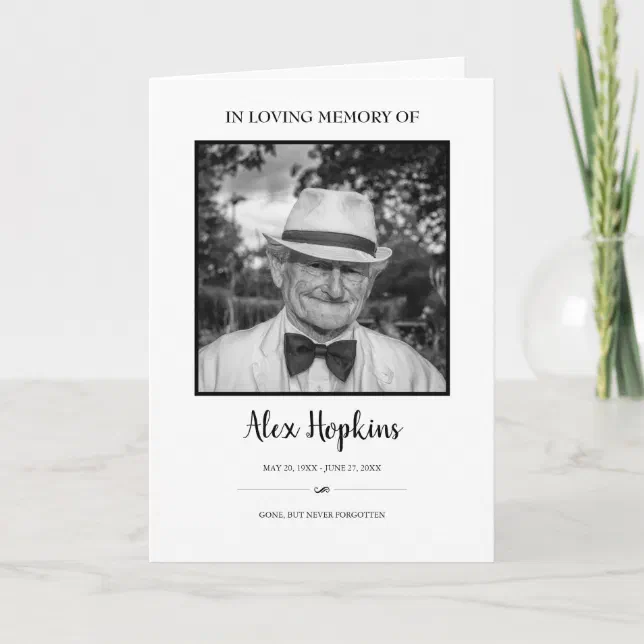 Black Frame Photo Memorial Folded Funeral Program | Zazzle