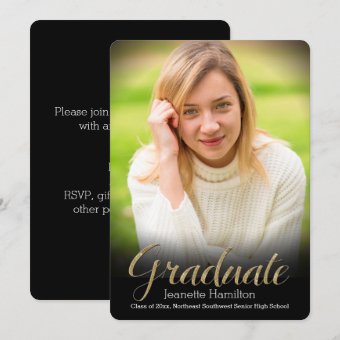 Black Frame Vignette Photo Graduation Announcement | Zazzle
