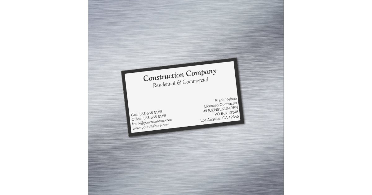 Black Frame White Rectangle Business Card Magnet | Zazzle