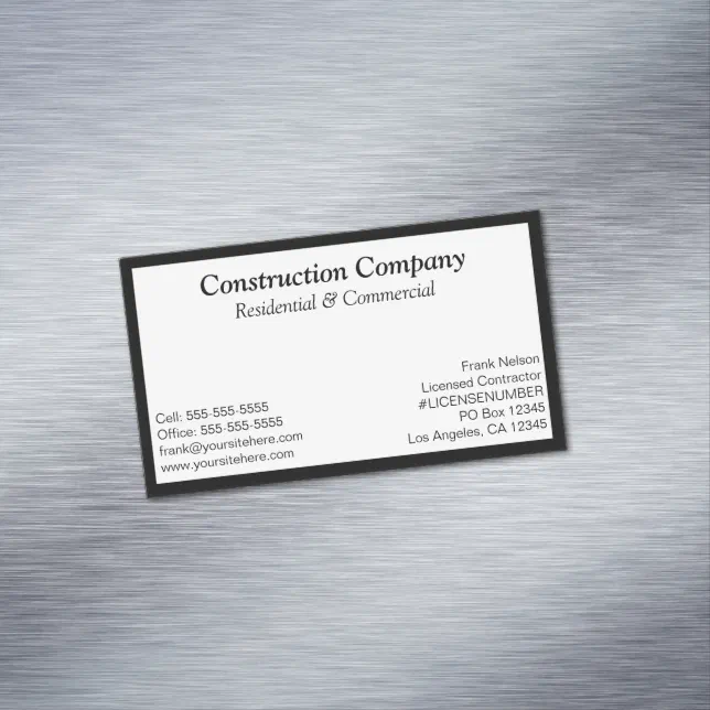 Black Frame White Rectangle Business Card Magnet | Zazzle