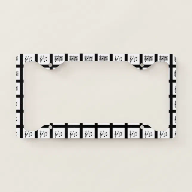 Black Framed Musical Squares License Plate Frame | Zazzle