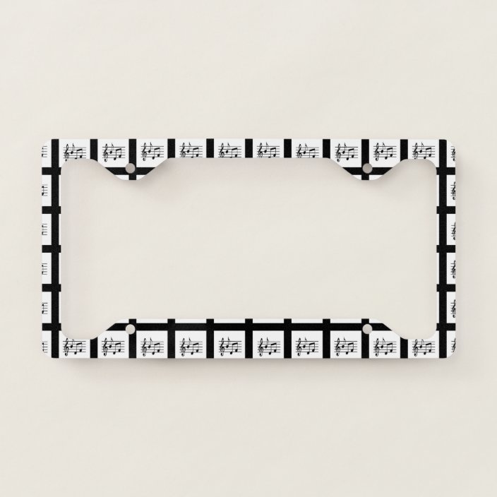 Black Framed Musical Squares License Plate Frame | Zazzle.com